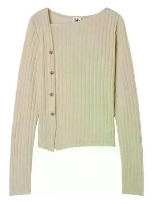 B+AB Buttoned Ribbed T-shirt - Neutrals