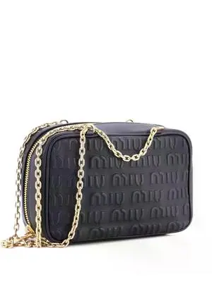 Miu Miu Softy Chain Camera Medium Shoulder Bag Leather Embossed