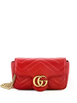 Gucci Gg Marmont Flap Super Mini Crossbody Bag - Red