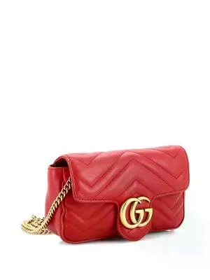 Gucci Gg Marmont Flap Super Mini Crossbody Bag - Red