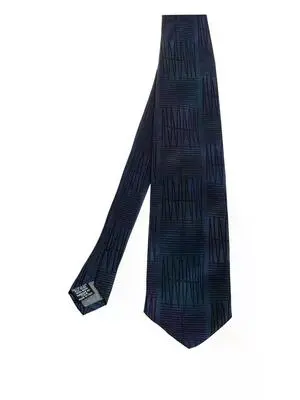Gianfranco Ferre Striped Zigzag Embroidered Neck Tie - Blue