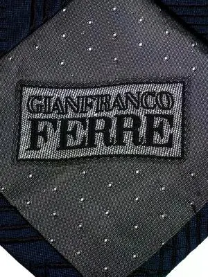Gianfranco Ferre Striped Zigzag Embroidered Neck Tie