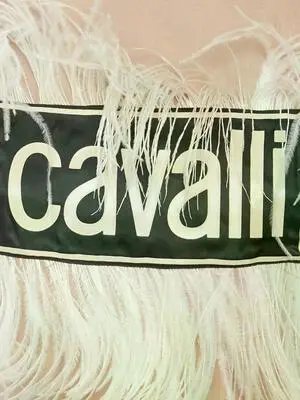 Roberto Cavalli Feather-trimmed Logo T-shirt