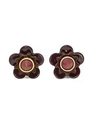 Fendi Blossom Flower Stud Earrings - Brown