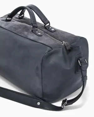 Giorgio Armani Vintage-effect Pebbled Nappa Leather Duffle Bag - Brown