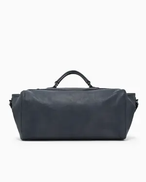 Giorgio Armani Vintage-effect Pebbled Nappa Leather Duffle Bag - Brown