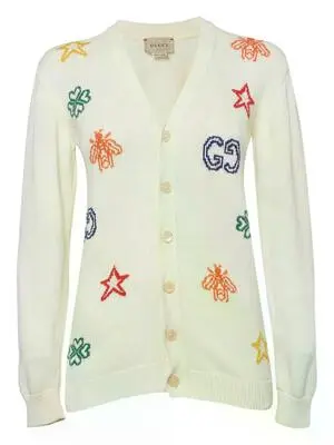 Gucci Intarsia-logo Cardigan - Neutrals