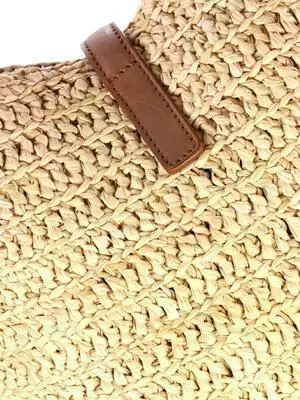 Saint Laurent Le 5 A 7 Supple Hobo Raffia And Leather Small Tote Bag