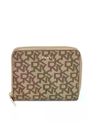 Dkny Monogram-pattern Coated-canvas Wallet - Neutrals
