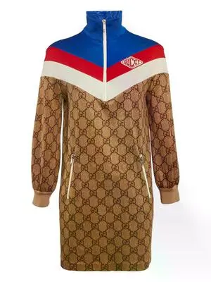 Gucci Gg Monogram Half-zip Dress