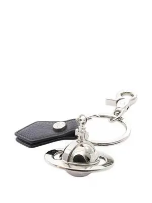 VIVIENNE WESTWOOD Orb Leather Keyring - Silver