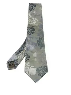 Emporio Armani Floral-print Silk Tie - Grey
