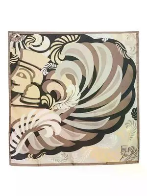 WEINGRILL 2000s Abstract-print Silk Scarf - Neutrals