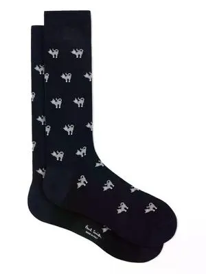 Paul Smith Cat-motif Crew Socks - Blue