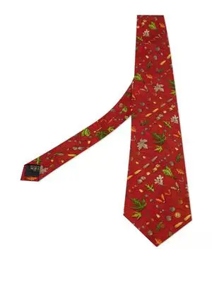 Dunhill Leaf And Acorn Print Silk Tie