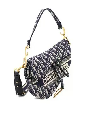 Dior Saddle Handbag With Strap Oblique Canvas - Blue