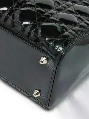 Dior Lady Top Handle Bag Patent Leather - Black