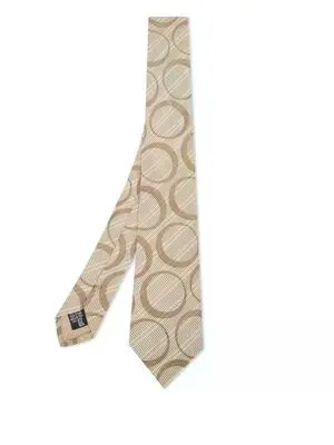 Emporio Armani 2000s Circle-pattern Silk Tie - Neutrals