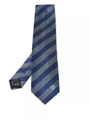 Versace Striped Silk Tie - Blue