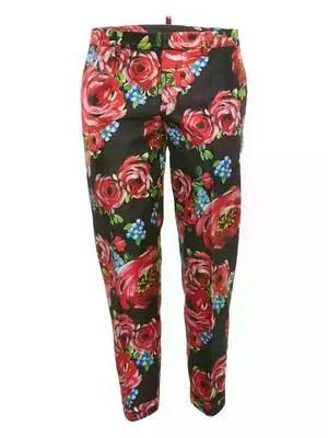 Dsquared2 Floral-print Silk Trousers