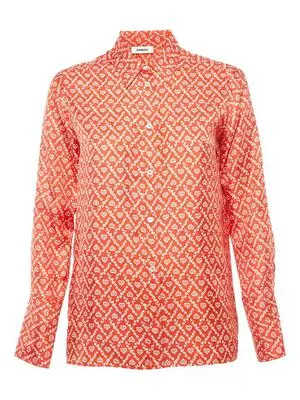 Sandro Floral-print Silk Shirt - Red