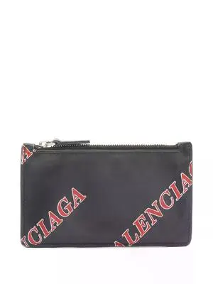 Balenciaga 2000s Logo-lettering Zipped Card Case - Black