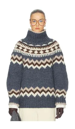 HELSA Asta Fairisle Sweater - Denim Multi