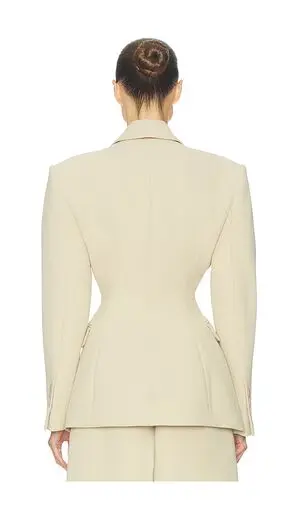 HELSA Double Breasted Curve Jacket In Very Heavy Crepe
