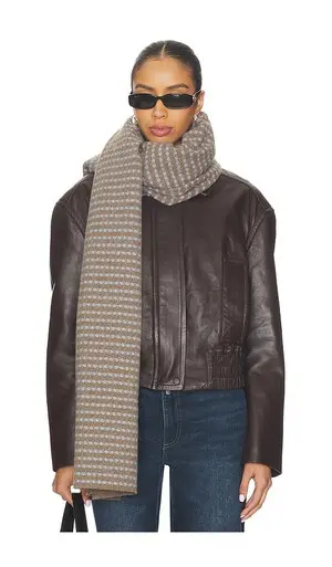 Rag & Bone Joni Waffle Scarf In Brown - Blue & Brown