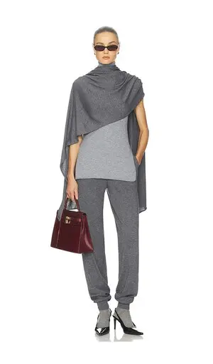 HELSA Kerstin Knit Shawl In Grey - Medium Heather Grey