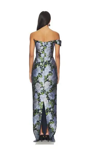 SAU LEE Jackson Jacquard Gown - Blue Multi
