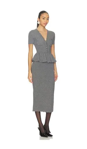 SELF-PORTRAIT Peplum Knit Midi Dress