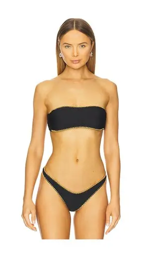 Luli Fama Free Form Bandeau Bikini Top - Black