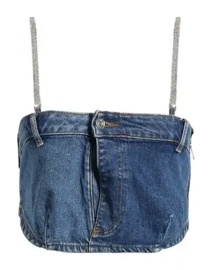 Liu Jo Sleeveless Denim Crop Top With Embellished Straps
