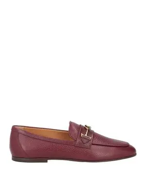 TOD'S Burgundy Leather Loafers With Horsebit Detail