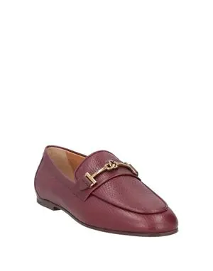 TOD'S Burgundy Leather Loafers With Horsebit Detail