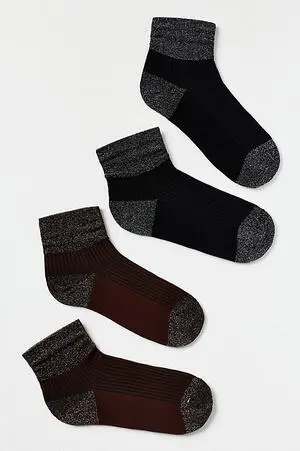 Anthropologie Mixed Tinsel Trouser Socks - Brown/black