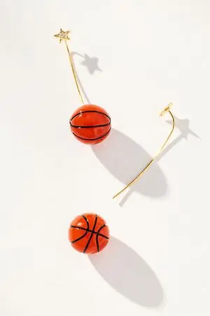 Anthropologie Sport Icon Threader Earrings - Basketball
