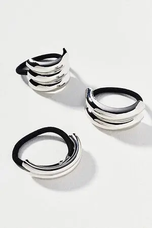 Anthropologie Double-bar Cuff Hair Tie Set - Silver