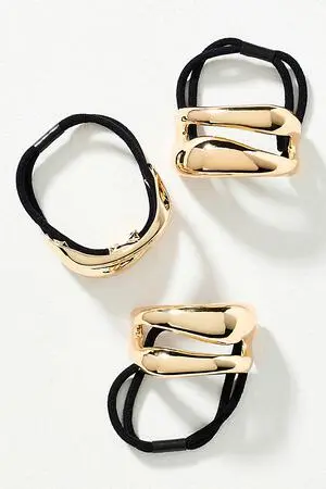 Anthropologie Hair Tie Cuffs Set Of 3 - Gold