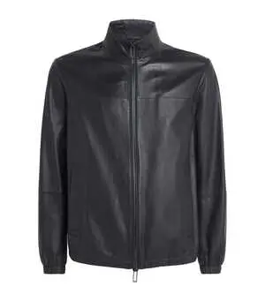 Emporio Armani Leather Funnel-neck Jacket