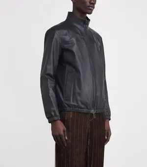 Emporio Armani Leather Funnel-neck Jacket