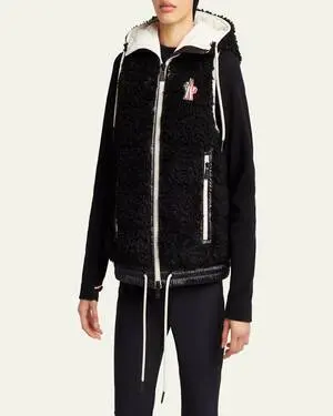 Moncler Teddy Fleece Padded Vest - Black