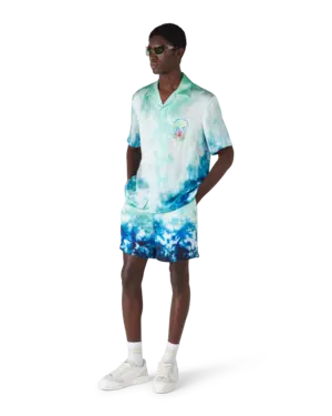 Casablanca Surf Lotus Short Sleeve Silk Shirt - Multicolor