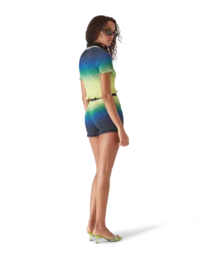 Casablanca Gradient Shirred Polo Top - Multicolor