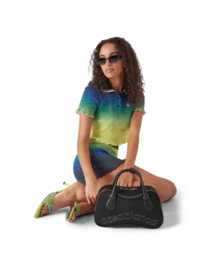Casablanca Gradient Shirred Polo Top - Multicolor