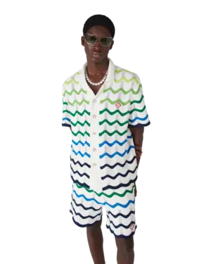 Casablanca Wave Short Sleeve Knitted Shirt - Multicolor