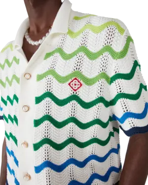 Casablanca Wave Short Sleeve Knitted Shirt - Multicolor