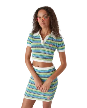 Casablanca Stripe Short Sleeve Polo Shirt - Multicolor