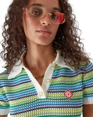 Casablanca Stripe Short Sleeve Polo Shirt - Multicolor